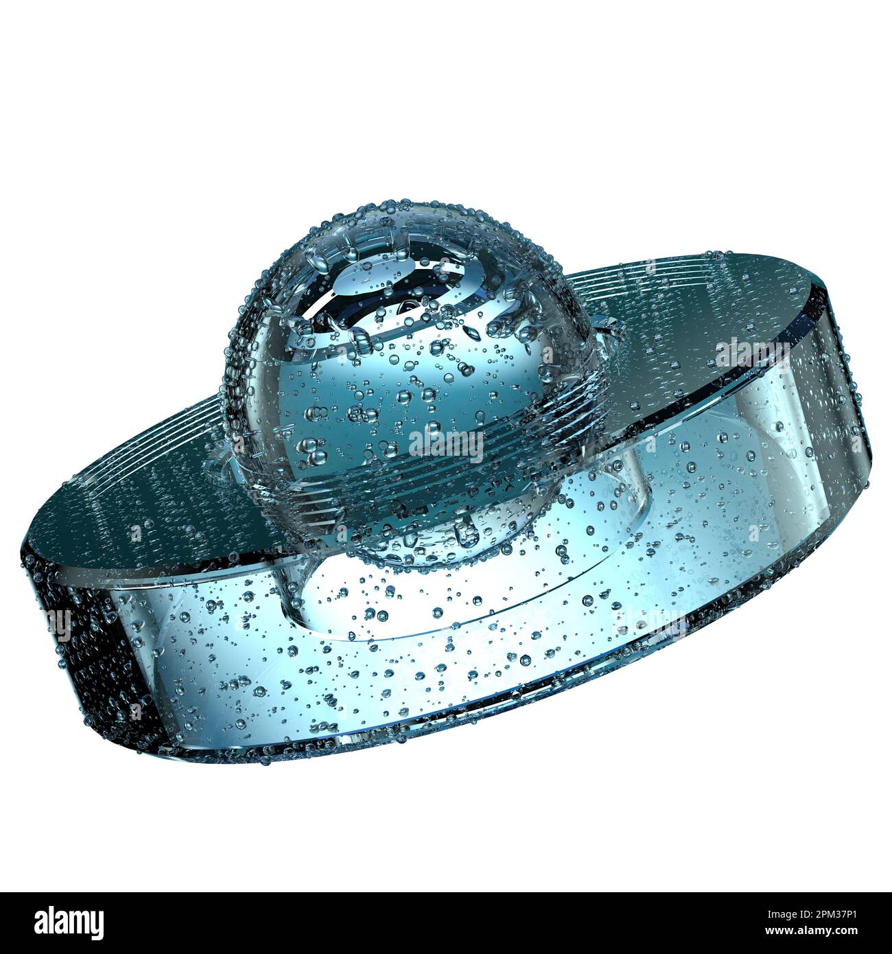 isolated transparent crystal-like geometric cylinder with box and ...