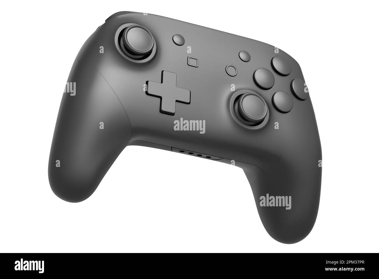 Realistic video game joystick with black chrome texture isolated on ...