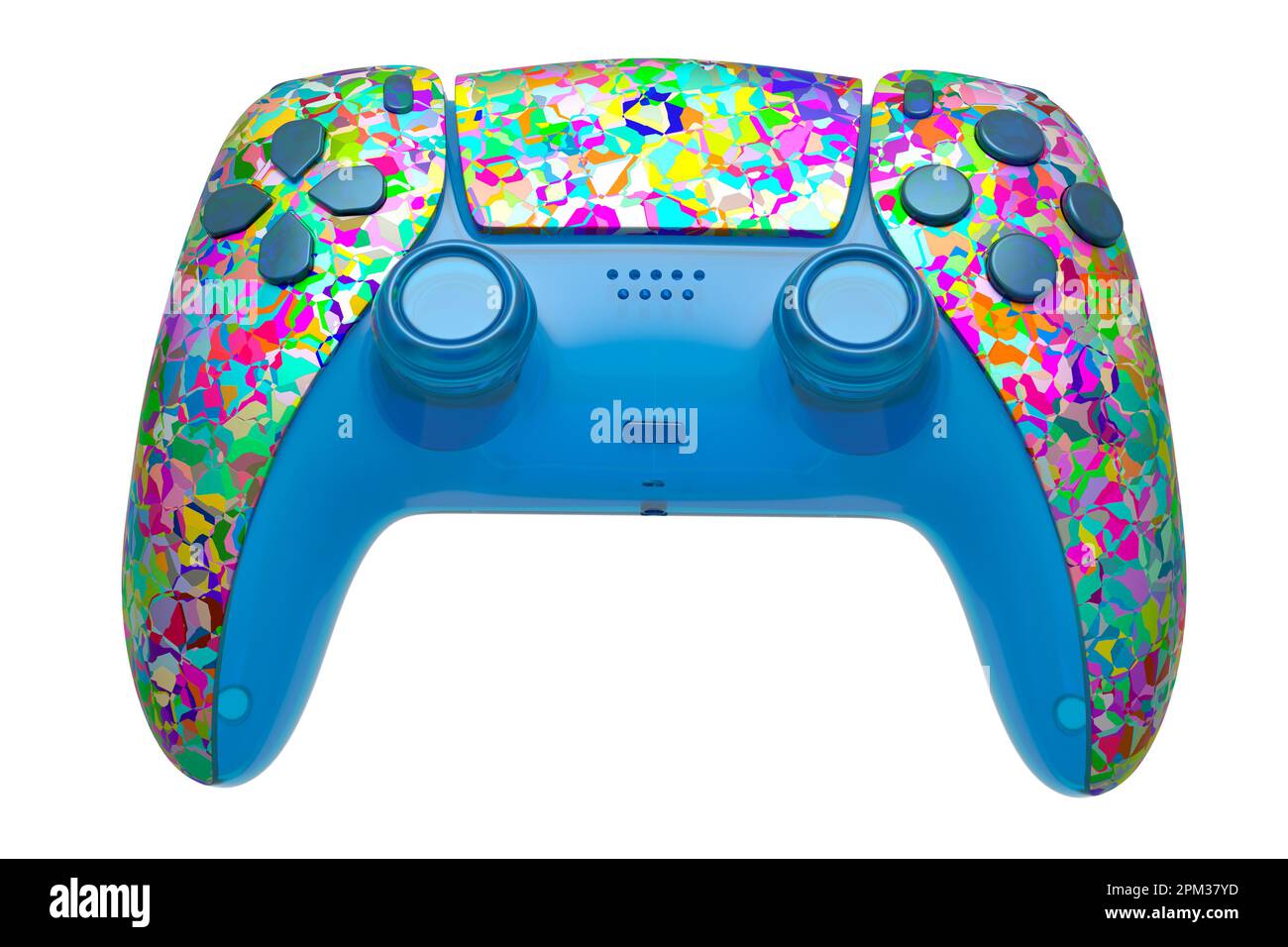 Realistic video game joystick with mosaic seamless pattern on white ...