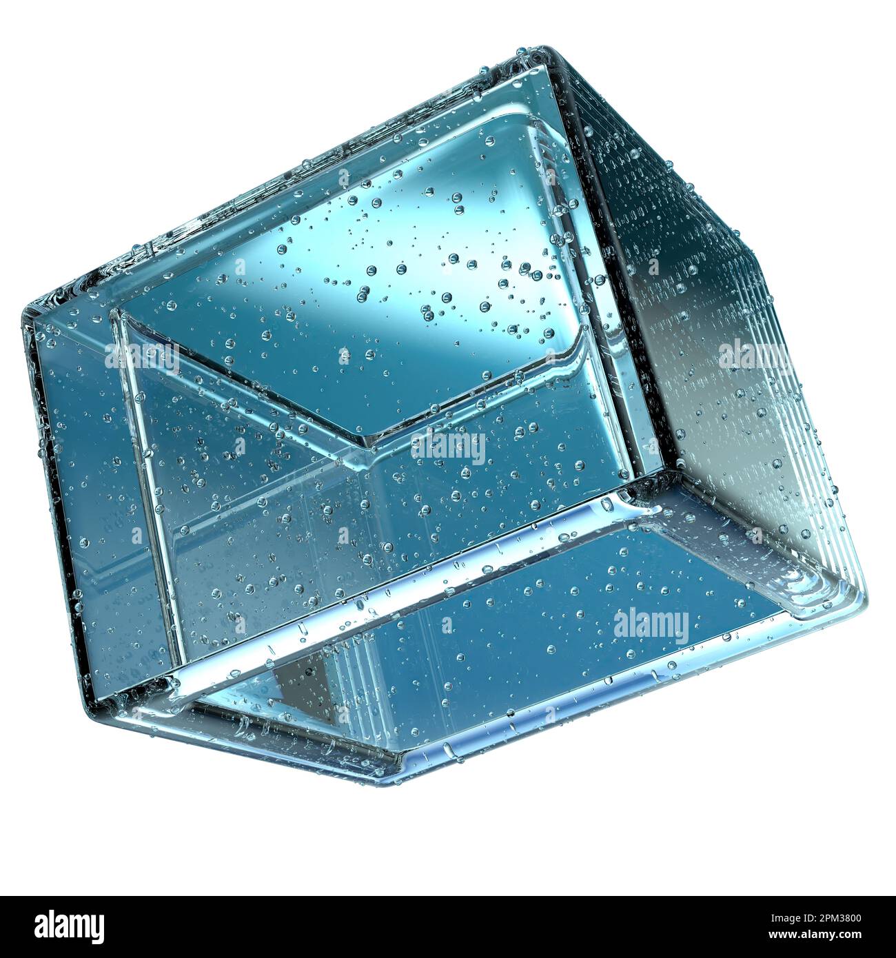 Isolated clear watery geometry crystal box abstract cold atmosphere icy ...