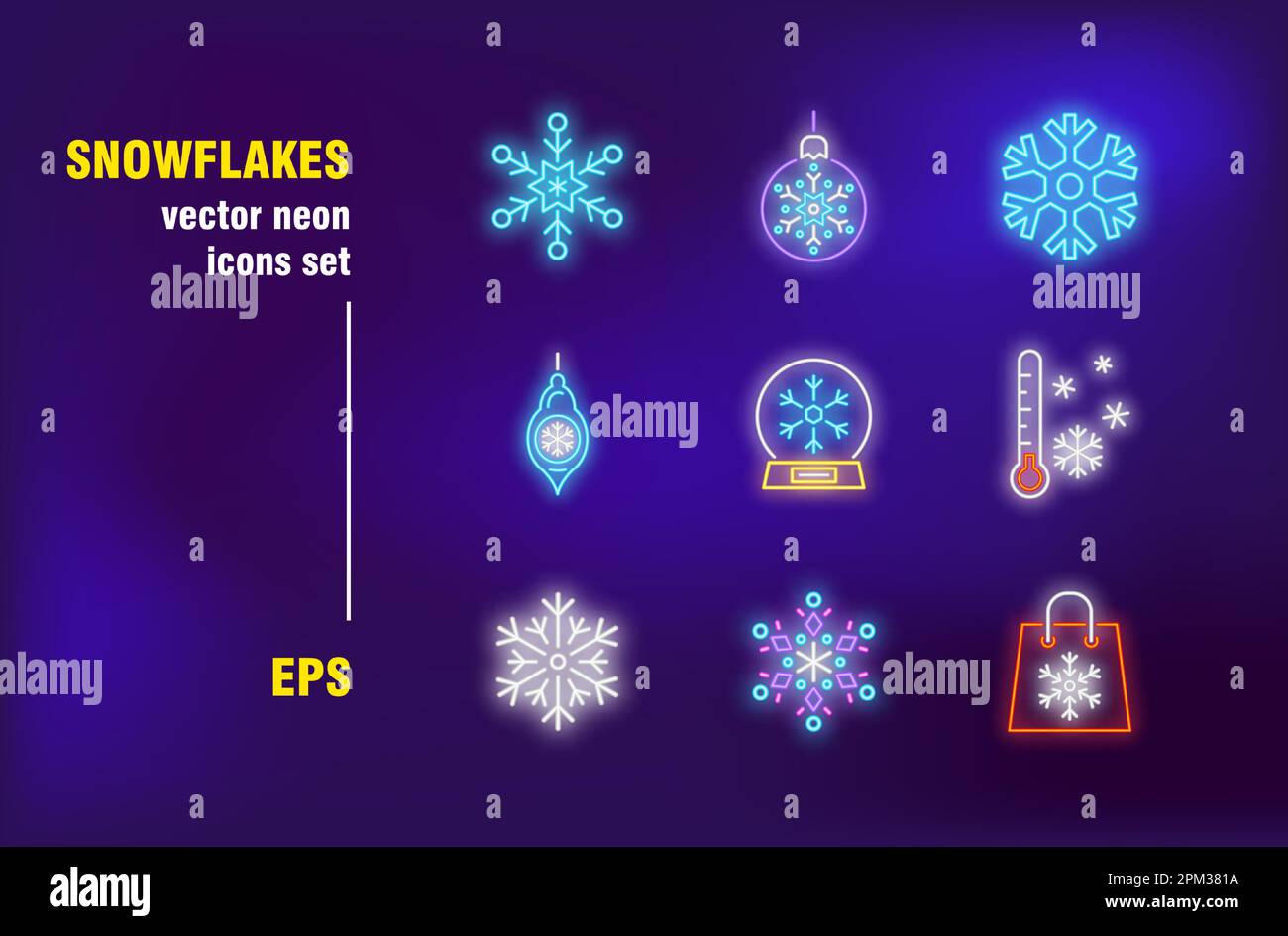 Snowflakes neon signs set Stock Vector Image & Art - Alamy