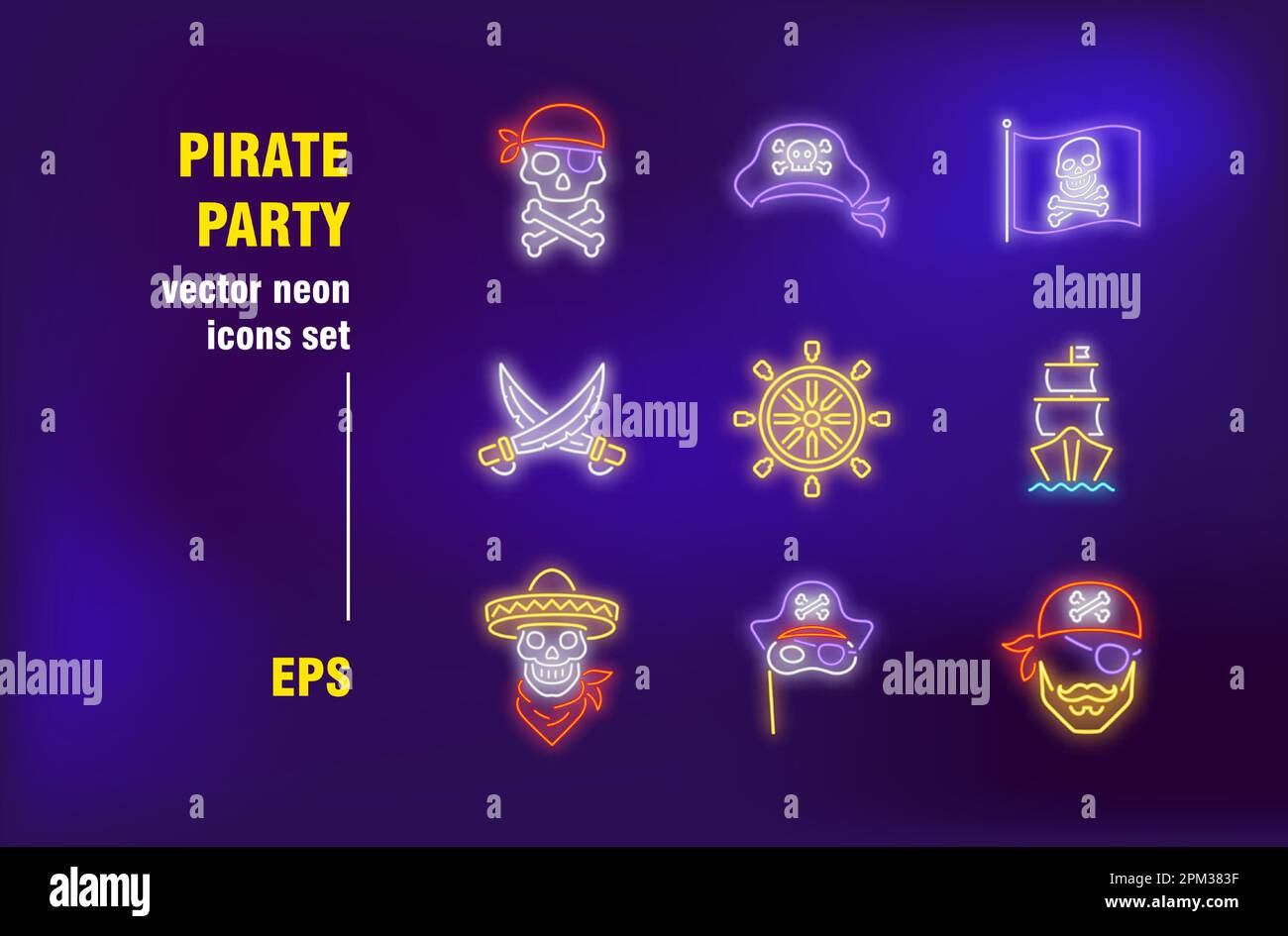 Pirate party neon signs set Stock Vector Image & Art - Alamy