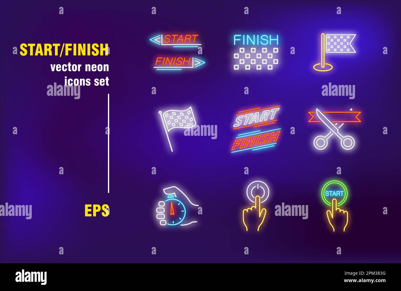 Start and finish neon signs set Stock Vector Image & Art - Alamy