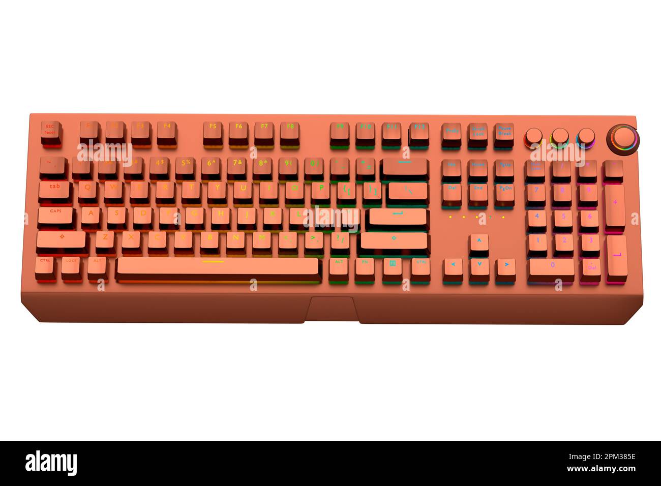 Realistic computer keyboard with copper chrome texture isolated on ...