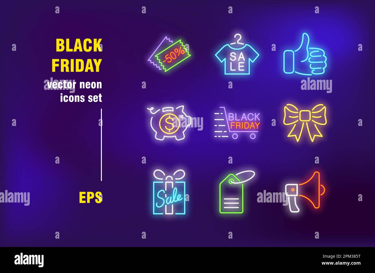Black Friday neon signs set Stock Vector Image & Art - Alamy