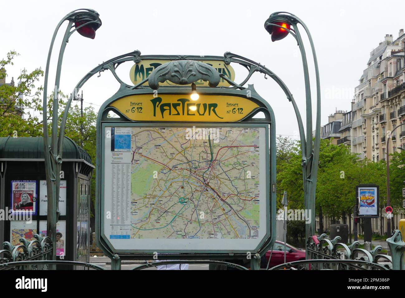 Paris, France. April 02. 2023. Typical entrance to Parisian public ...