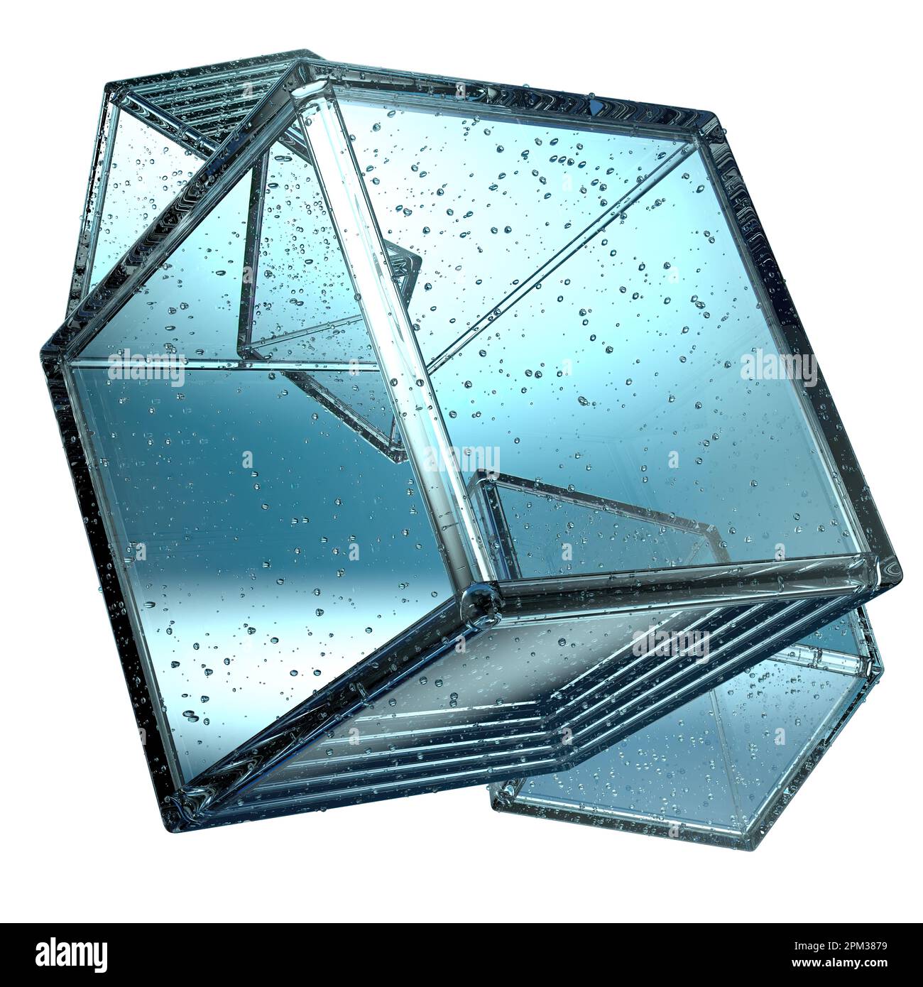 isolated transparent watery geometry shape box abstract cold icy ...