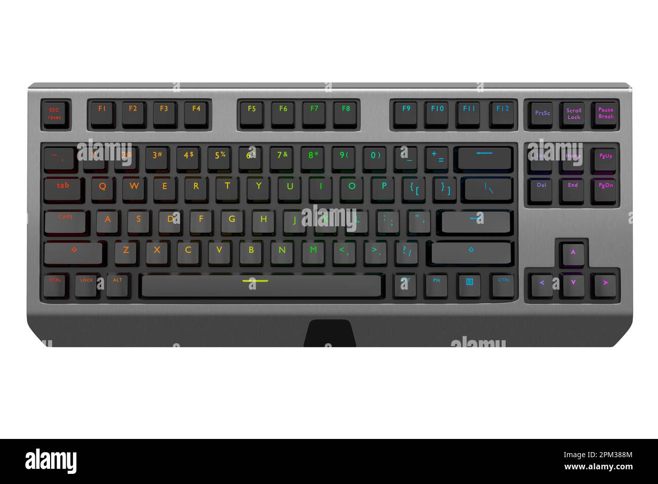 Realistic computer keyboard with metallic chrome texture isolated on ...