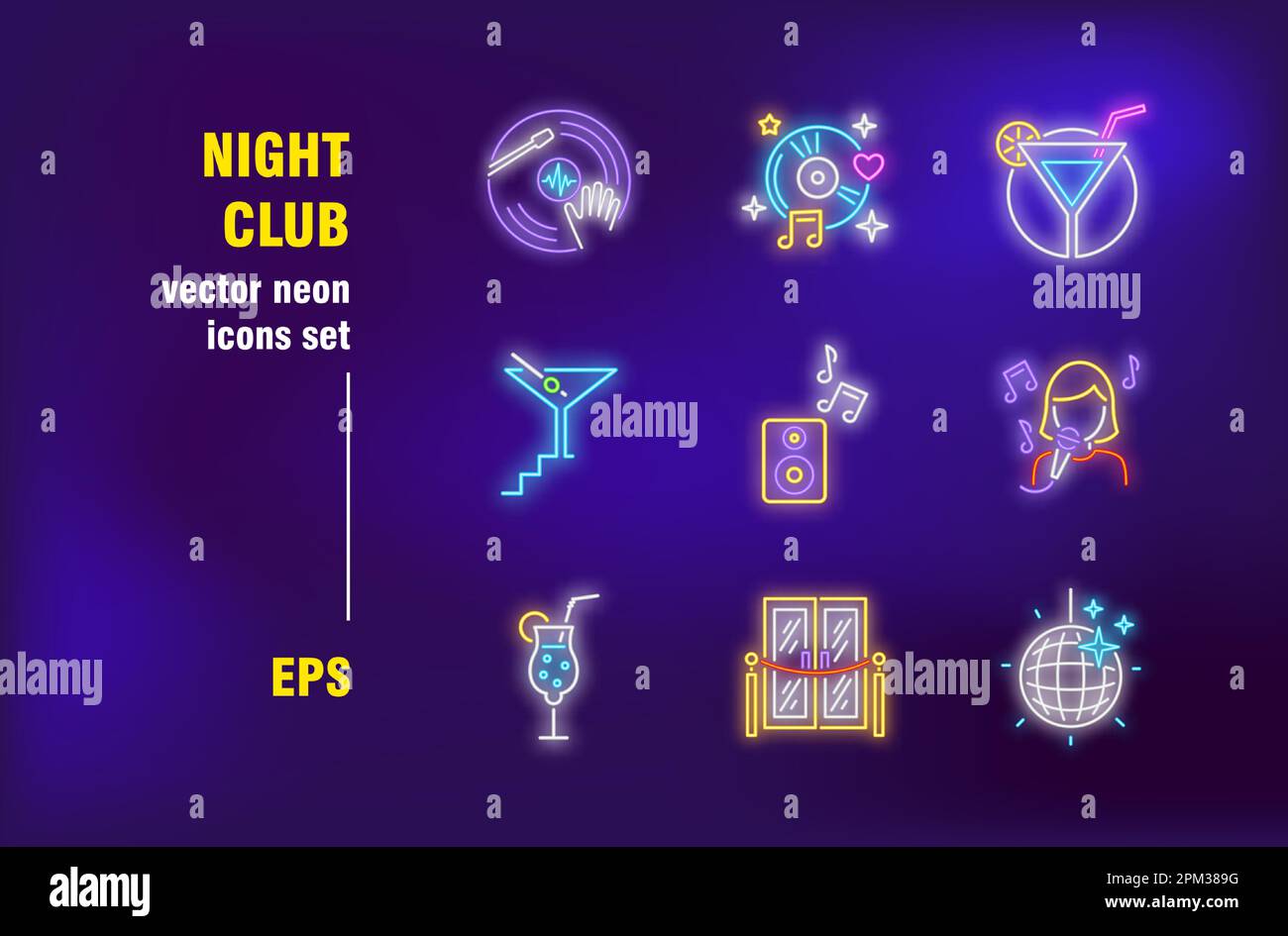 Night club collection in neon style Stock Vector Image & Art - Alamy