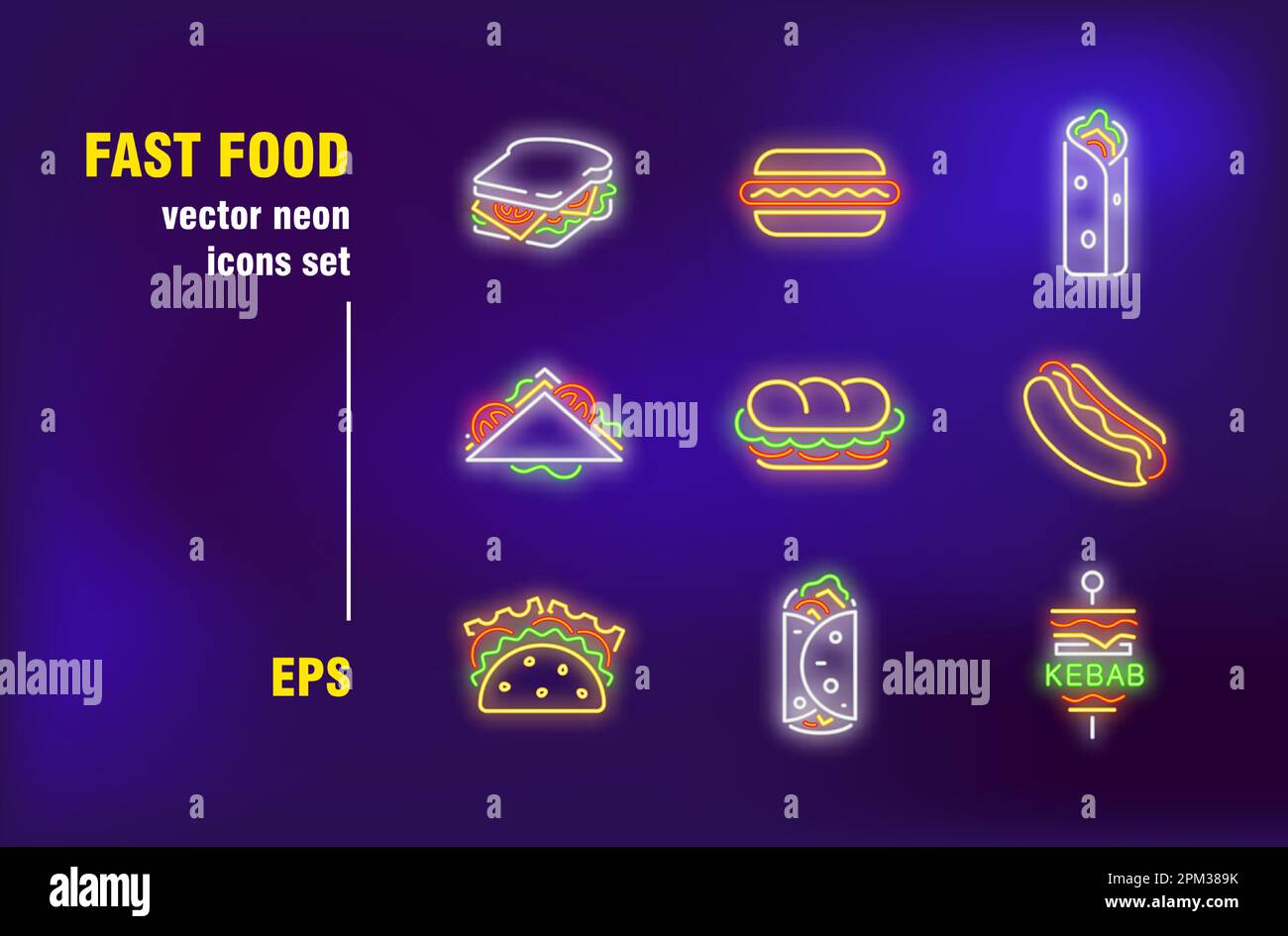 Fast food neon signs set Stock Vector Image & Art - Alamy
