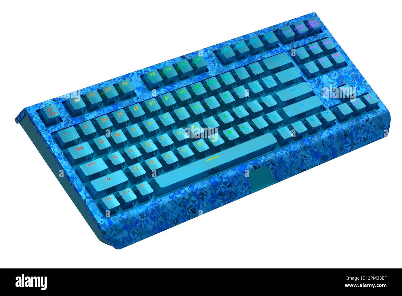 Realistic Computer Keyboard With Seamless Wavy Pattern Isolated On White Background 3d Render