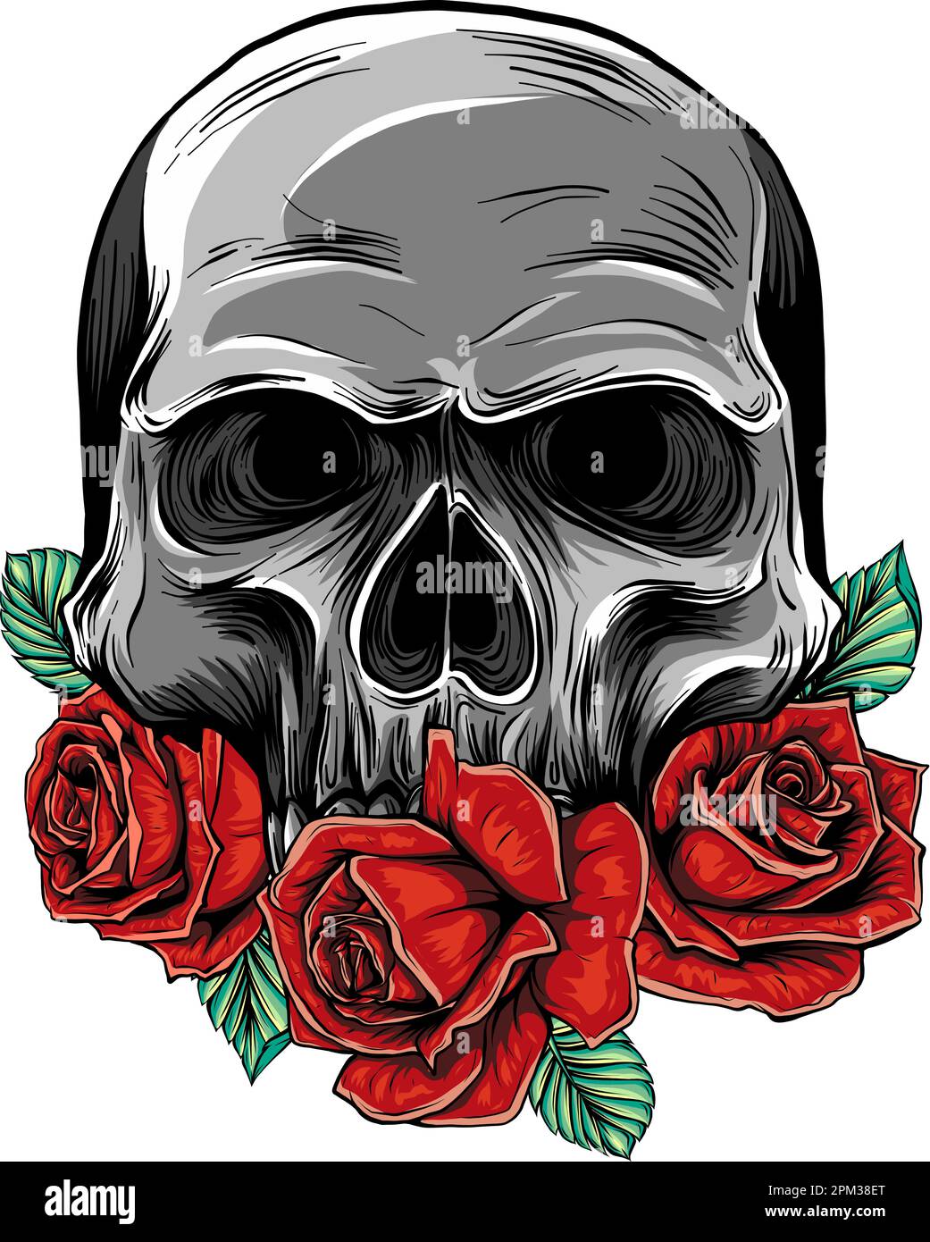 Vector illustration of skull with roses Stock Vector Image & Art - Alamy