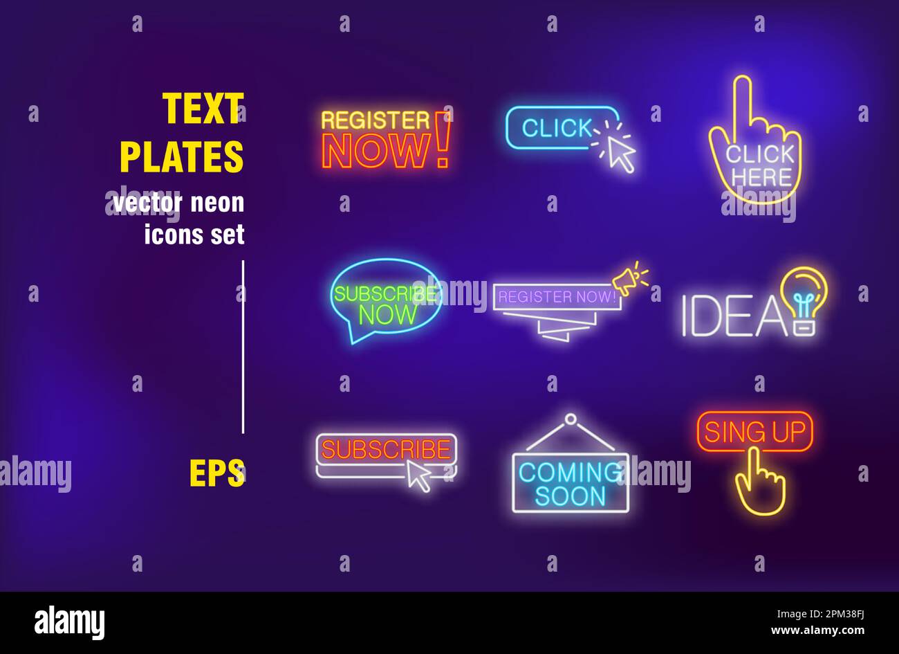 Neon sign click text Stock Vector Images - Alamy