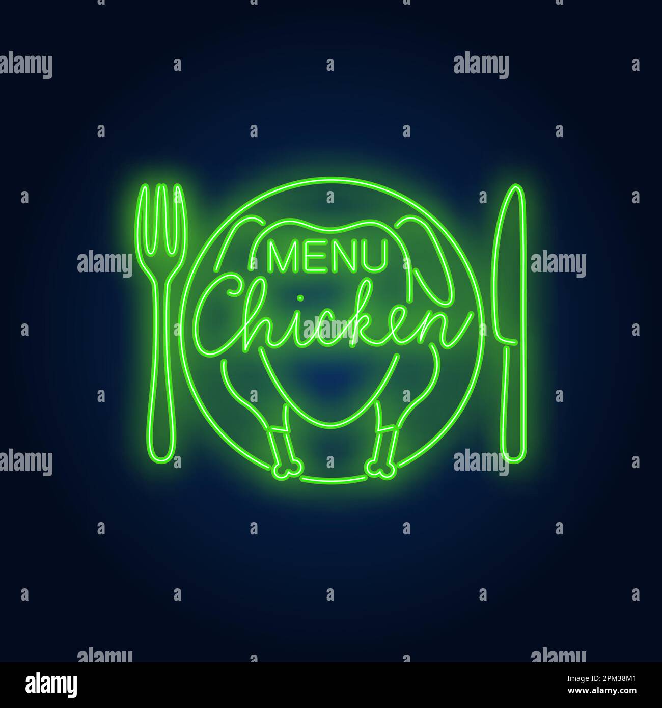 Menu chicken neon sign on brick wall Stock Vector Image & Art - Alamy