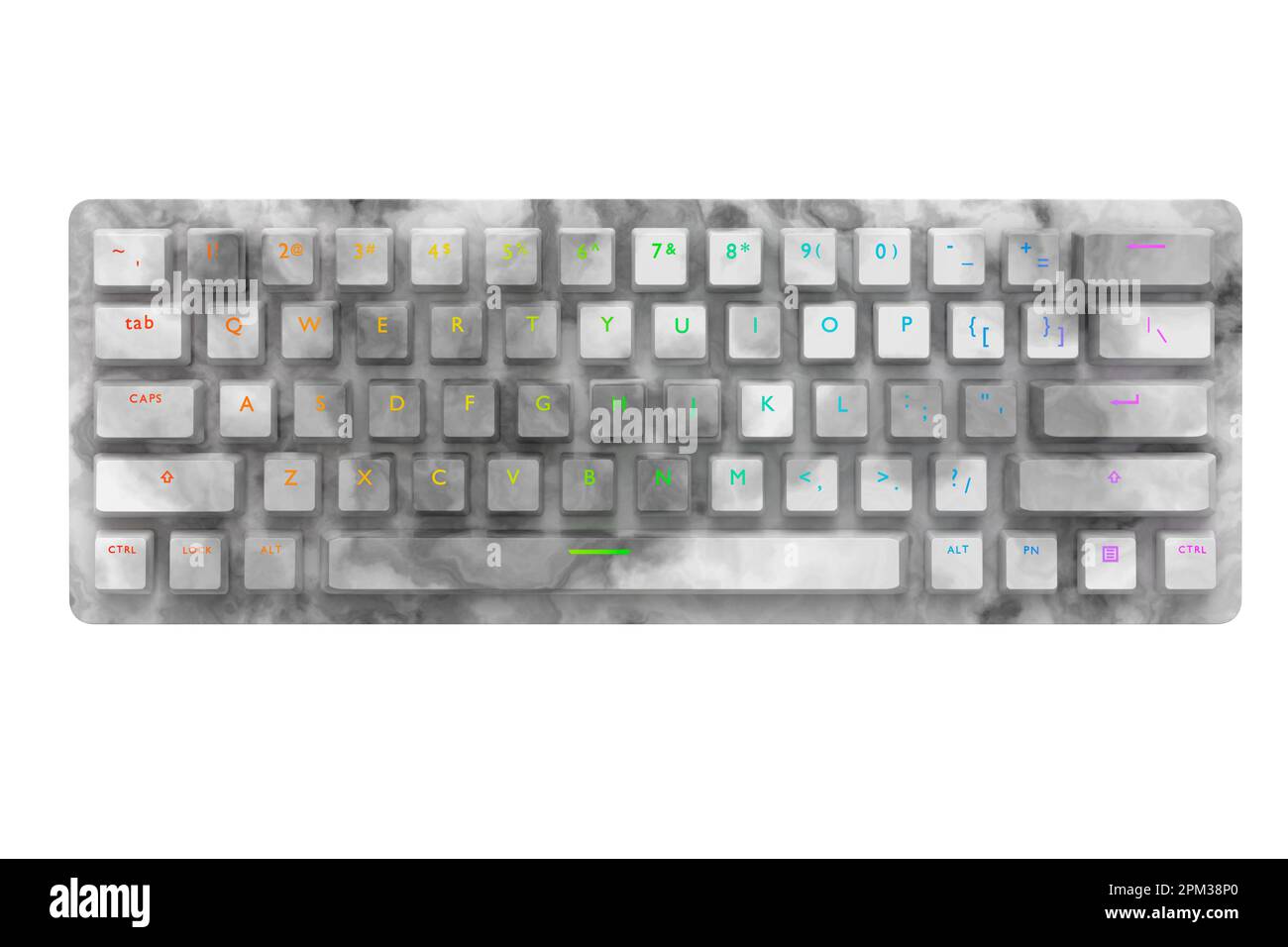 Realistic Computer Keyboard With Black Marble Texture Isolated On White