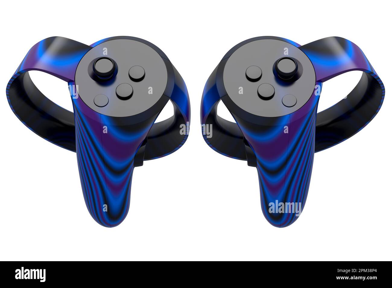 Virtual reality controllers for online gaming with seamless wavy pattern on white background. 3D ...