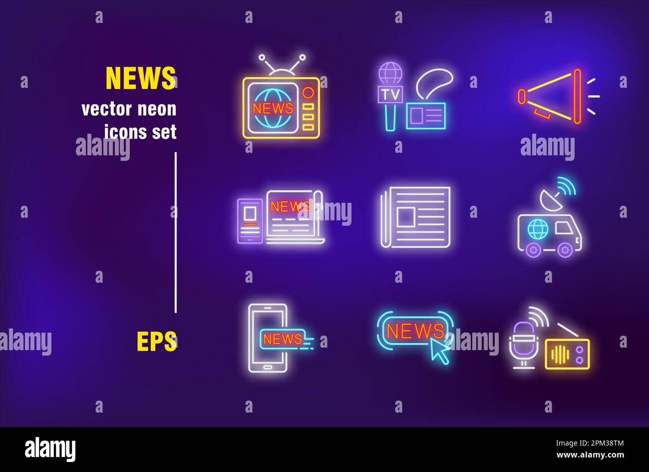 News neon signs set Stock Vector Image & Art - Alamy