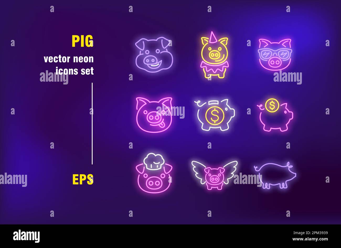 Pig neon signs set Stock Vector Image & Art - Alamy