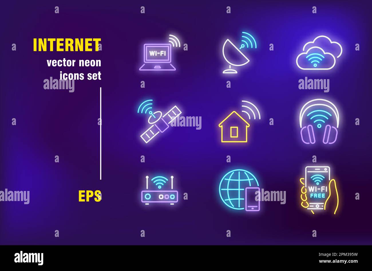 Internet neon sign collection Stock Vector Image & Art - Alamy