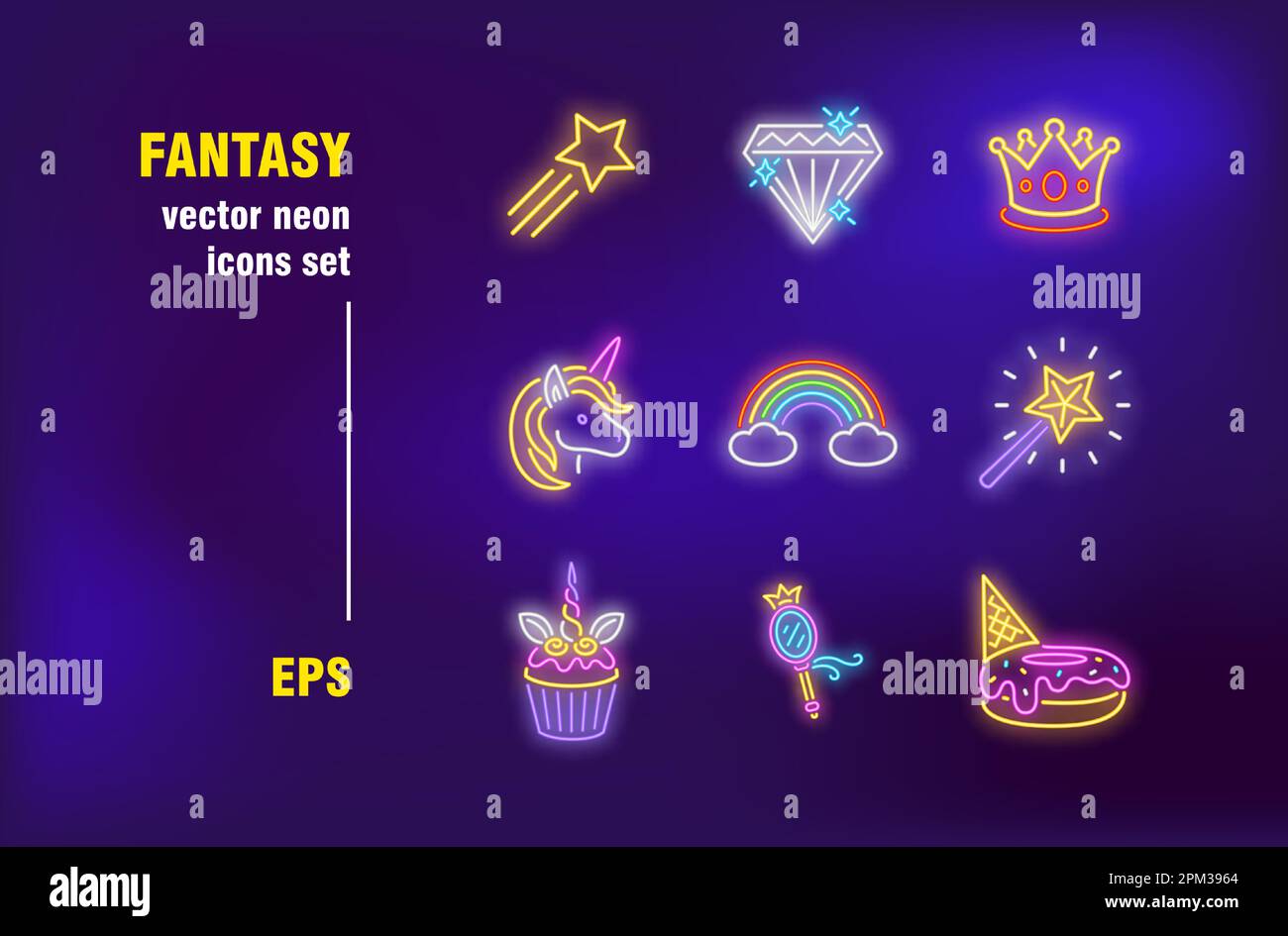 Fantasy neon signs set Stock Vector Image & Art - Alamy