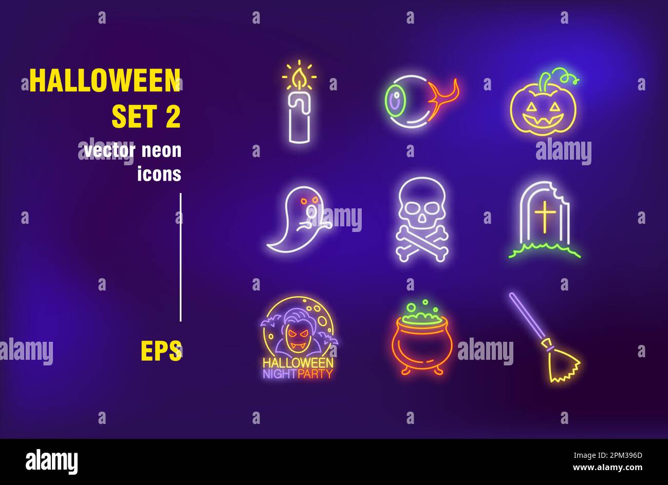 Halloween neon sign collection Stock Vector Images - Alamy