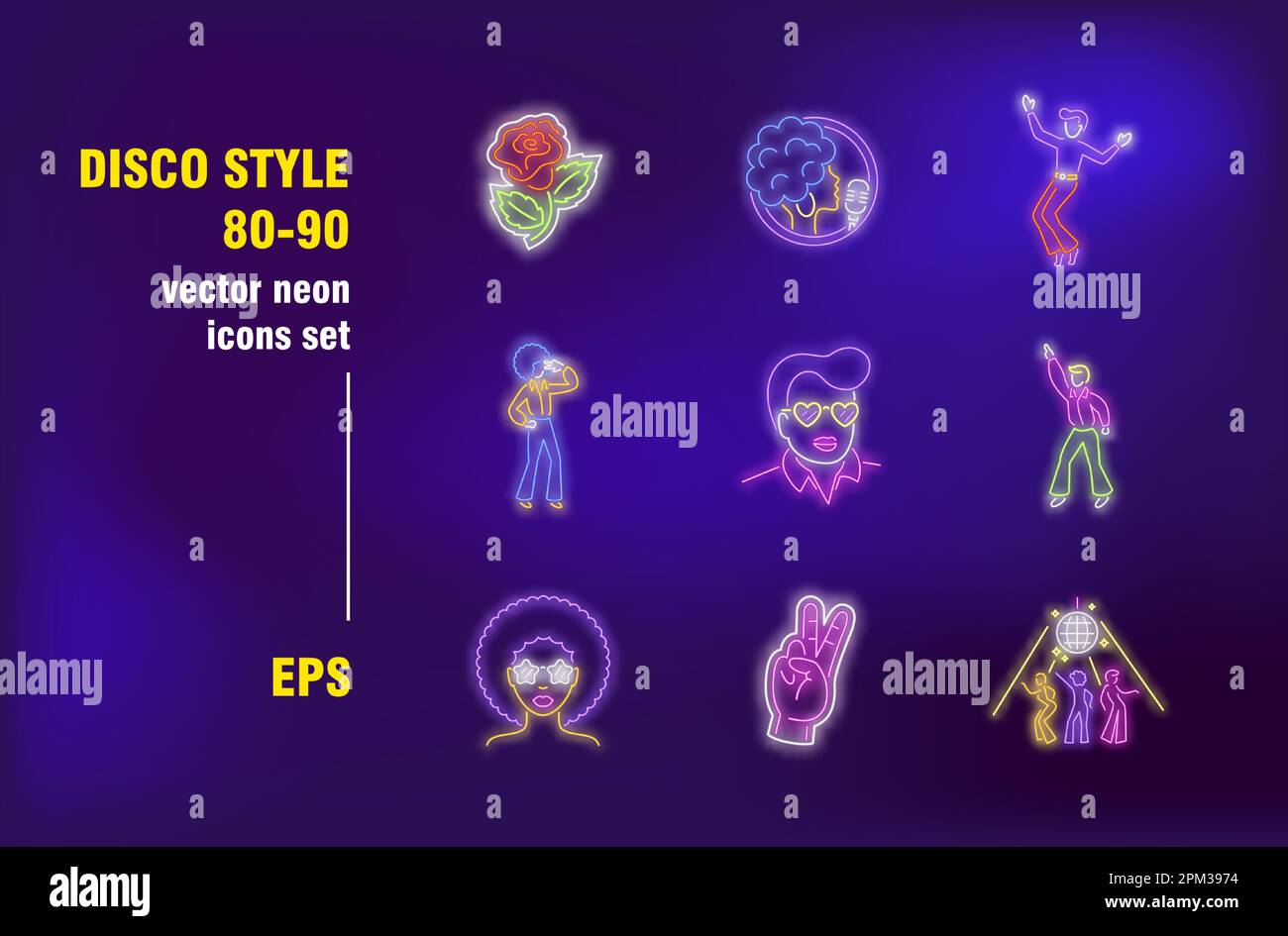 Neon disco style set Stock Vector Image & Art - Alamy