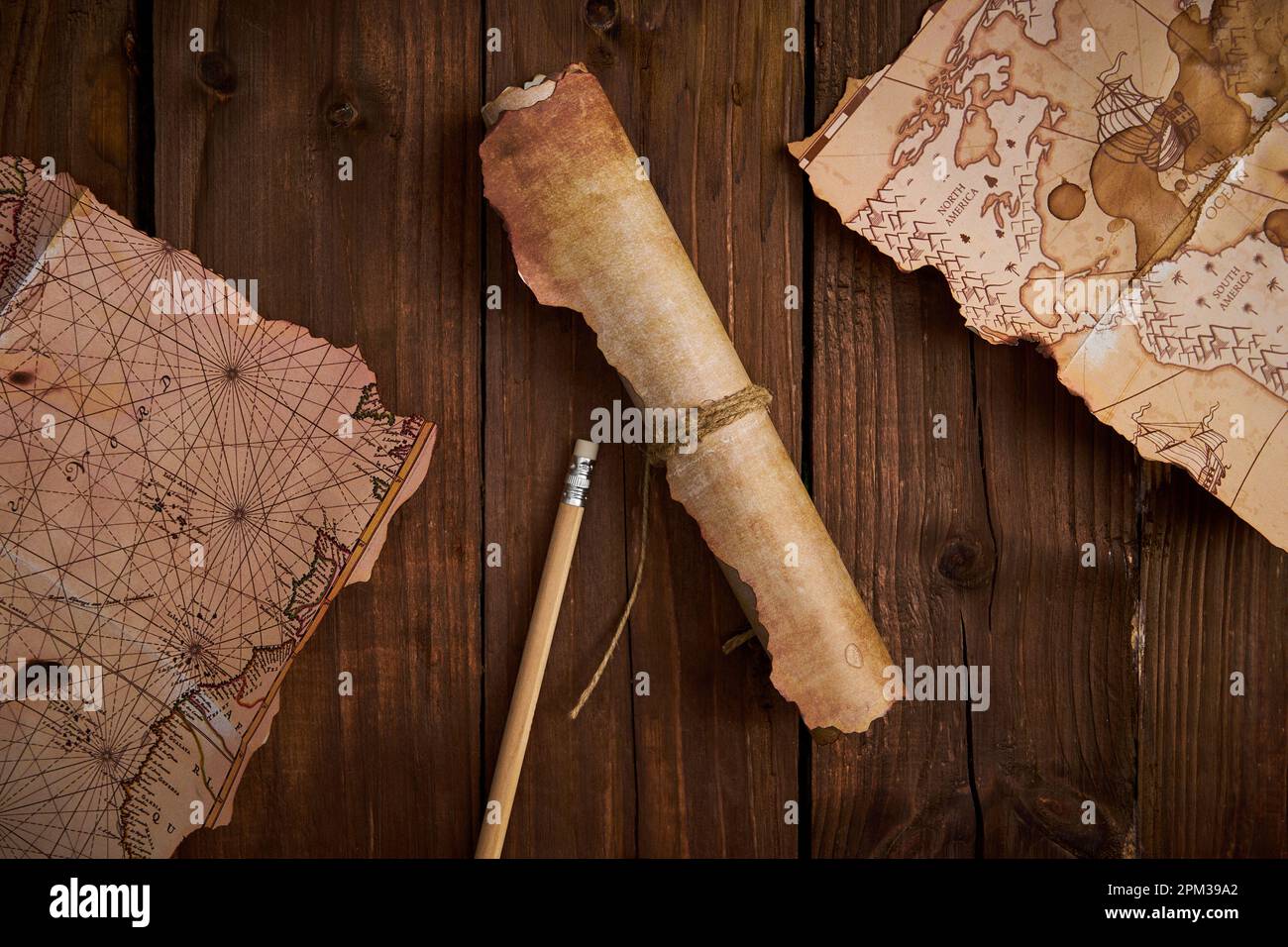 Ancient wooden maps hi-res stock photography and images - Alamy