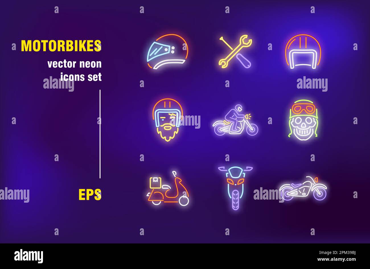 Motorbike neon signs set Stock Vector Image & Art - Alamy