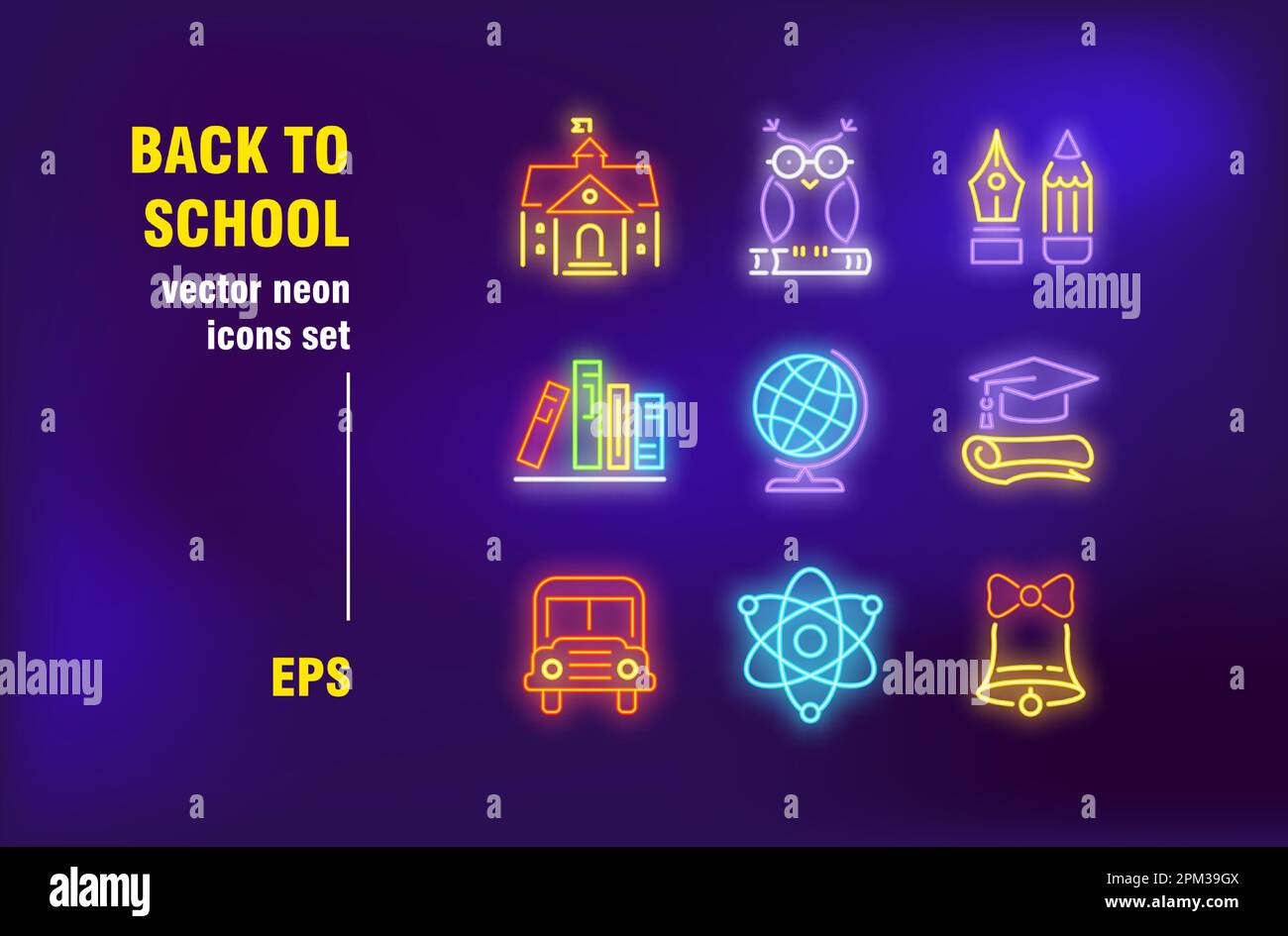 Back to school neon signs set Stock Vector Image & Art - Alamy