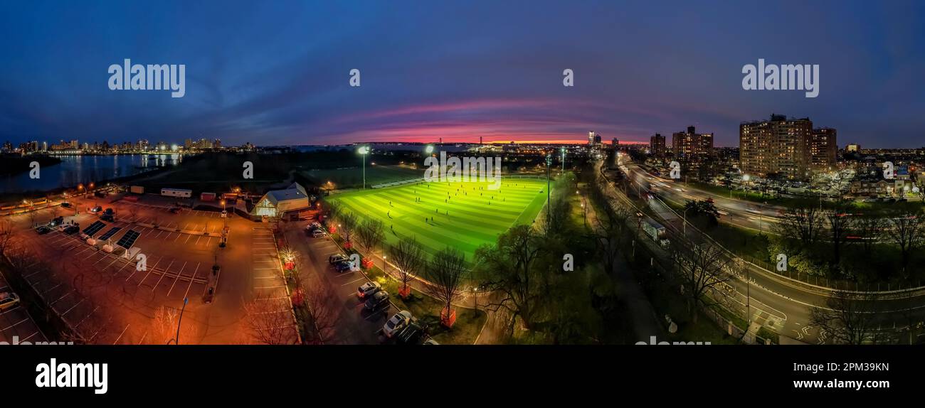 An aerial view of Calvert Vaux Park in Brooklyn, New York during a ...