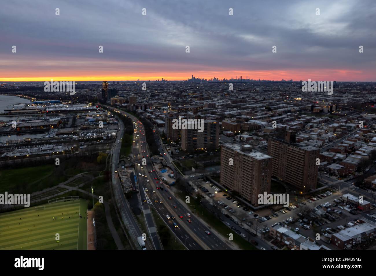 An aerial view of Calvert Vaux Park in Brooklyn, New York during a ...