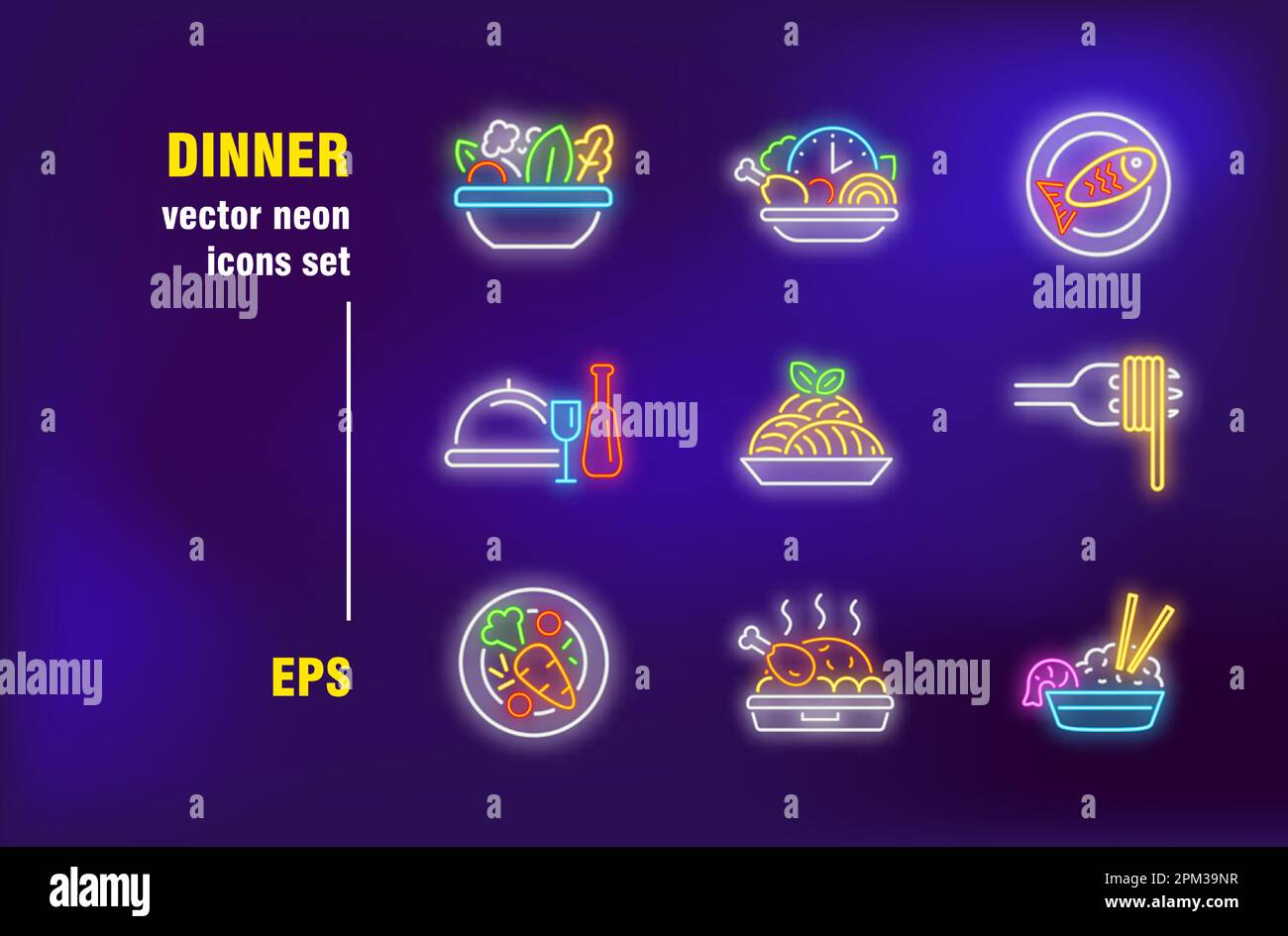Dinner neon signs set Stock Vector Image & Art - Alamy