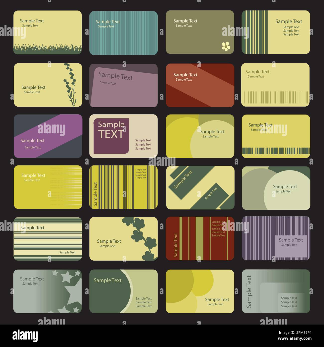 Collection of 24 Colorful Modern Styled Business or Invitation Cards ...