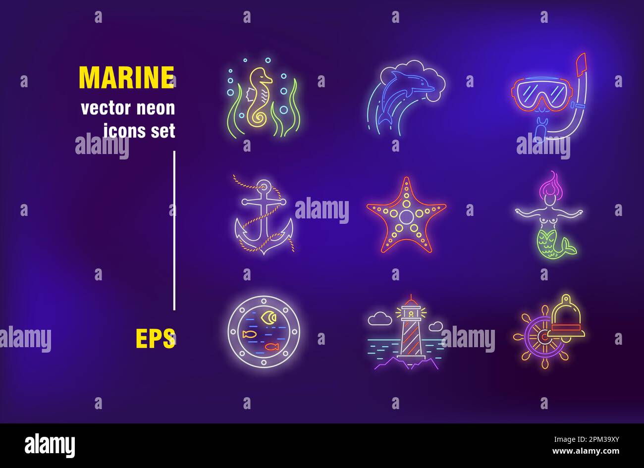 Marine neon signs set Stock Vector Image & Art - Alamy