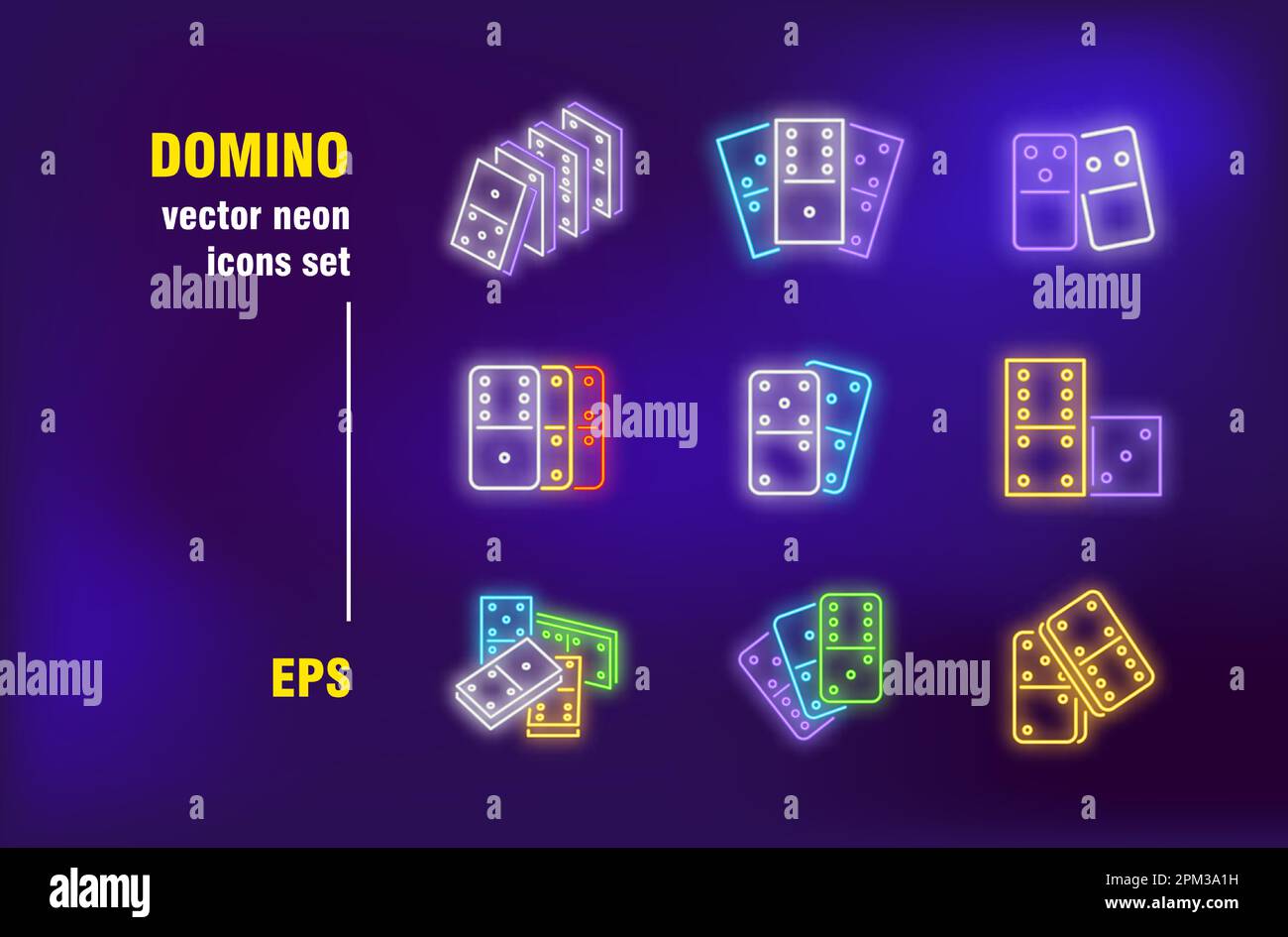 Domino set in neon Stock Vector Image & Art - Alamy