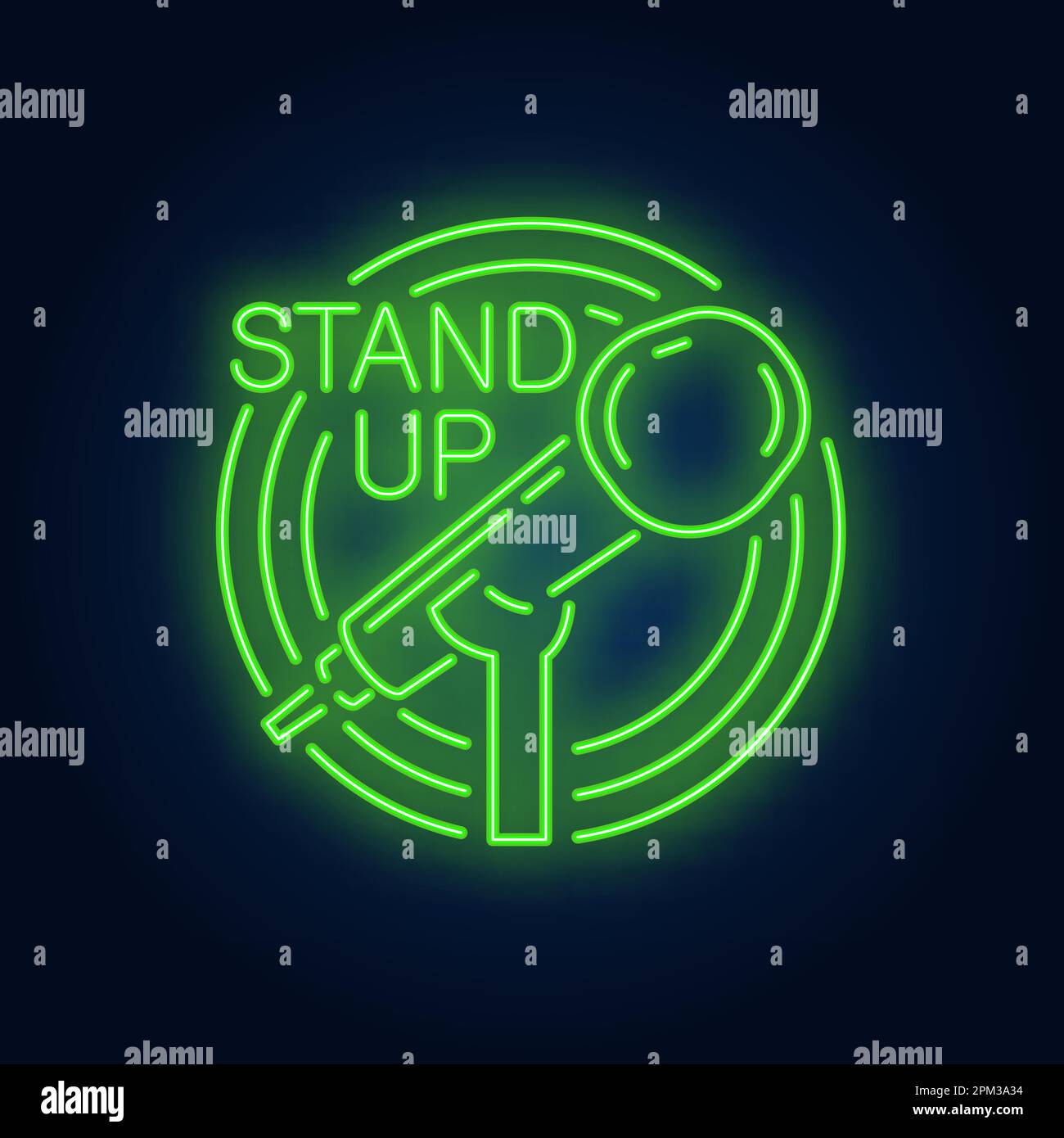 Stand Up Neon Sign with Stand Microphone Stock Vector Image & Art - Alamy