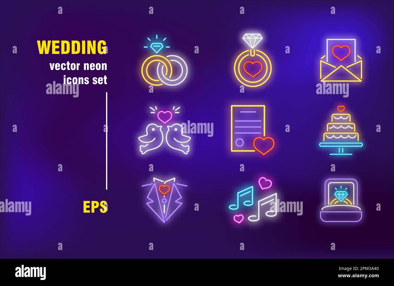 Wedding neon signs set Stock Vector Image & Art - Alamy