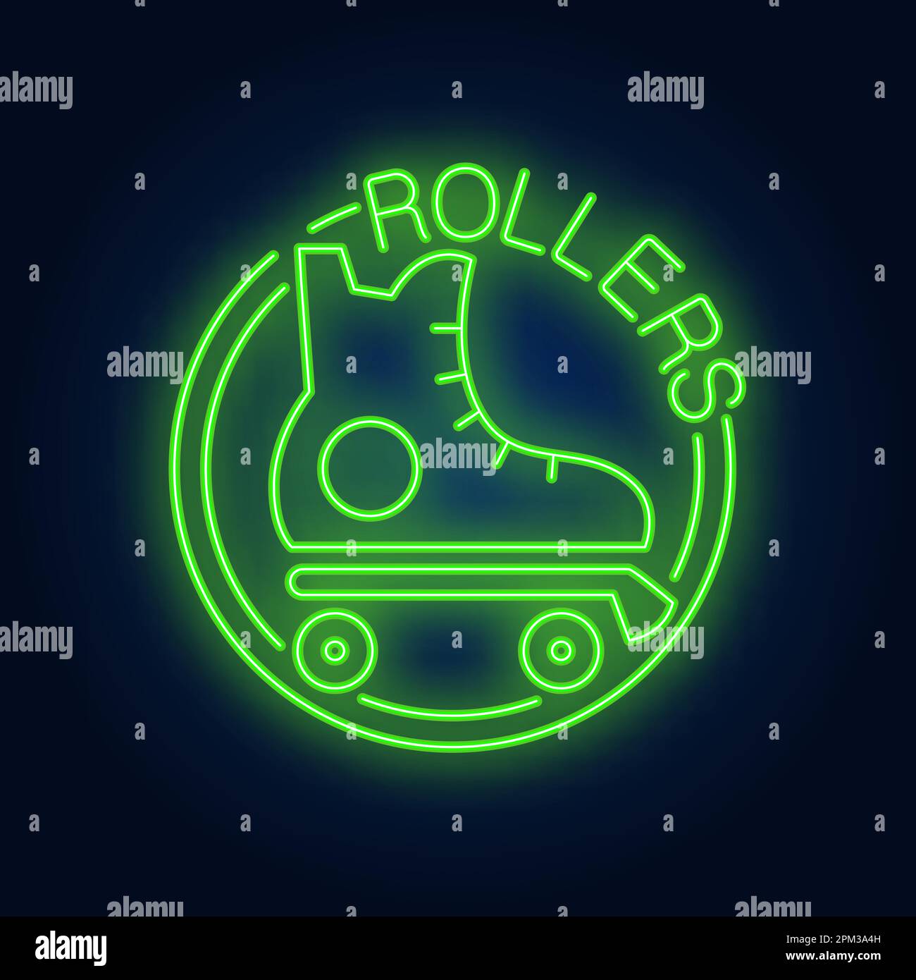 Rollers neon word with roller skate logo Stock Vector Image & Art - Alamy