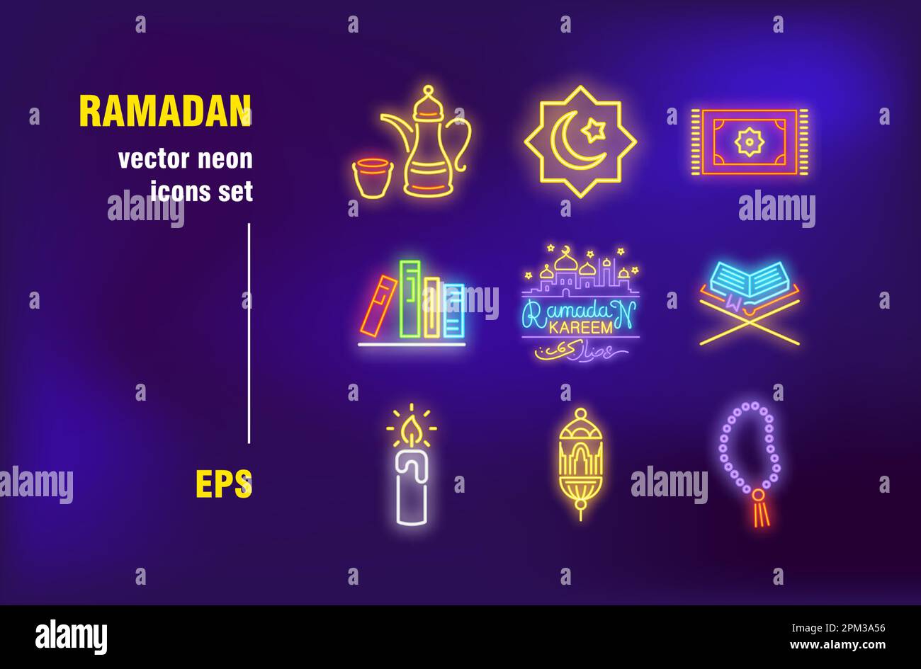 Ramadan kareem neon signs set Stock Vector Image & Art - Alamy