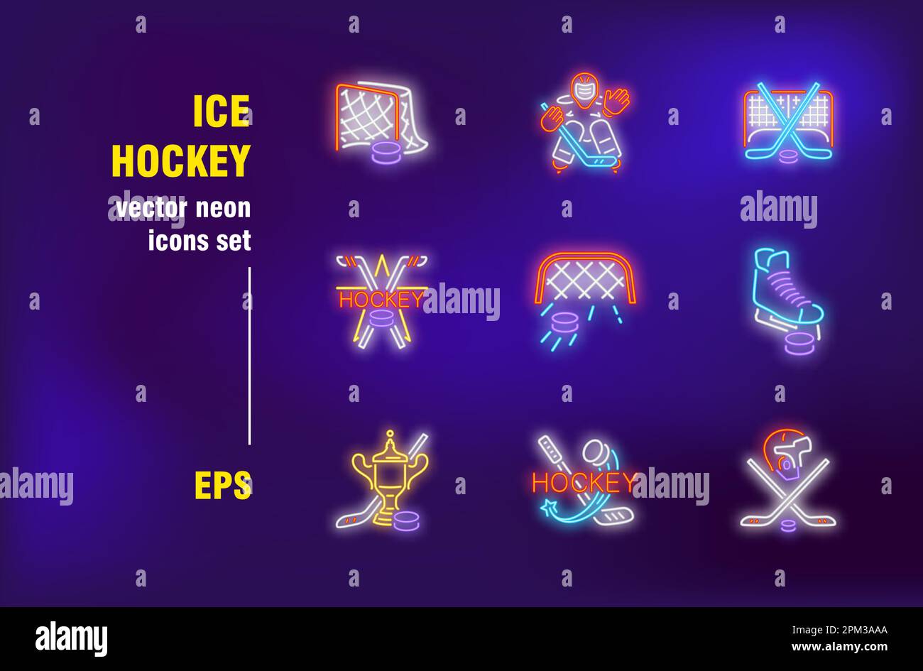 Ice hockey neon signs set Stock Vector Image & Art - Alamy