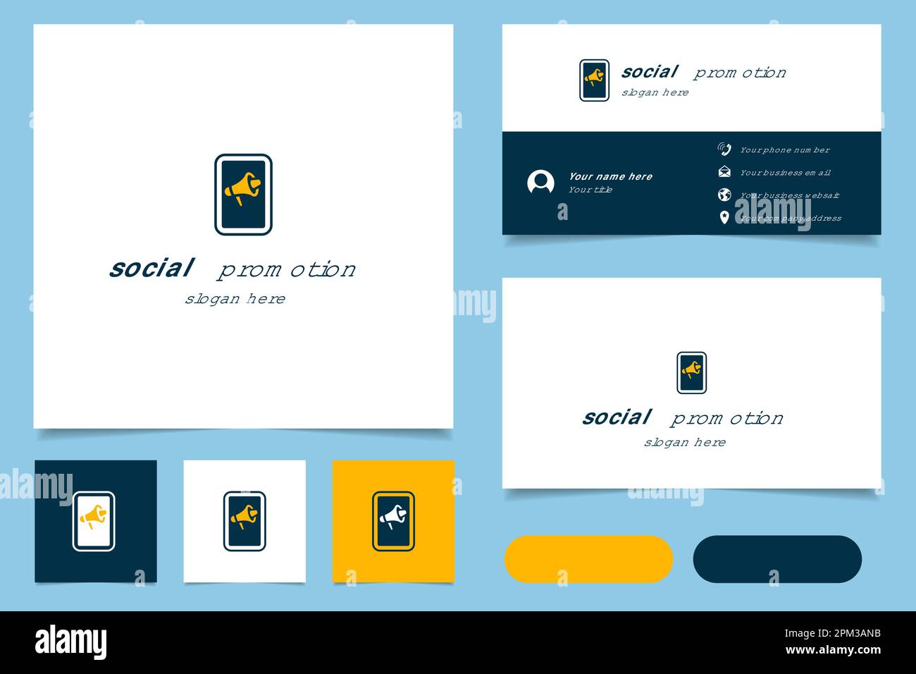 Social promotion logo design with editable slogan. Branding book and ...