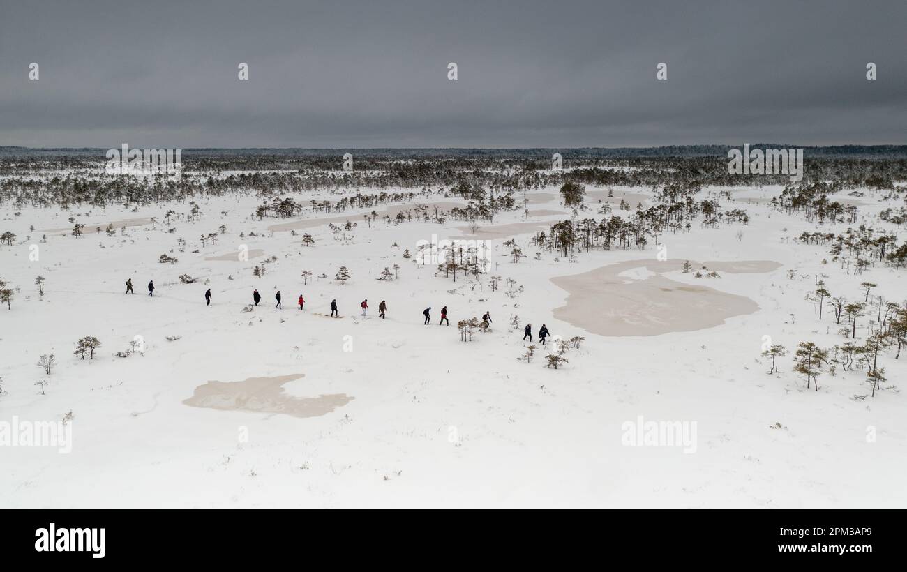 Aerial view man walking snowshoes hi-res stock photography and images ...