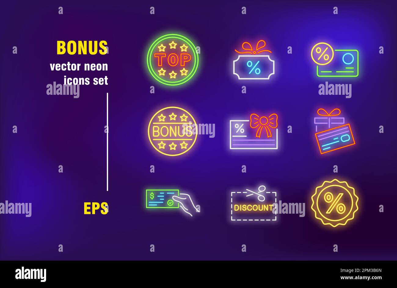 Bonus points neon signs set Stock Vector Image & Art - Alamy