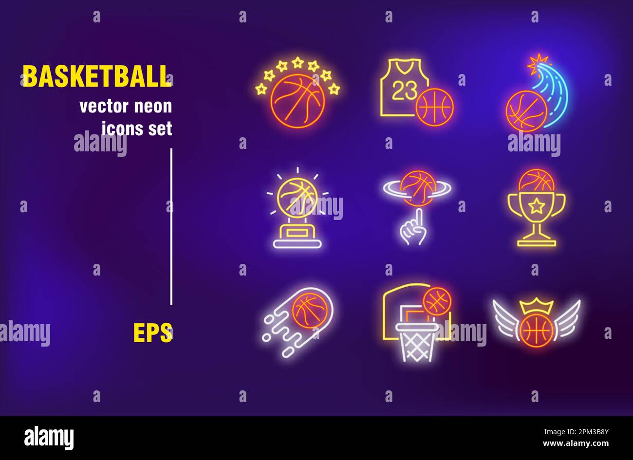 Basketball neon sign collection Stock Vector Image & Art - Alamy