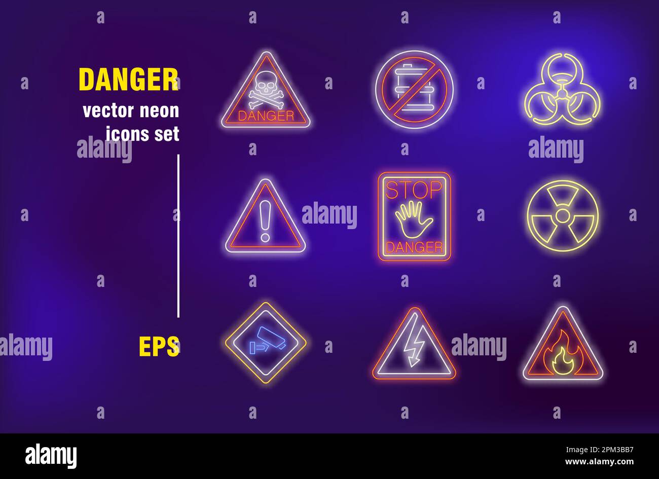 Danger neon signs set Stock Vector Image & Art - Alamy