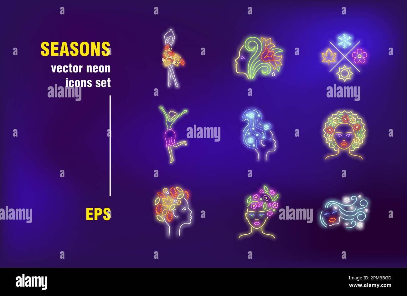 Seasons neon signs set Stock Vector Image & Art - Alamy