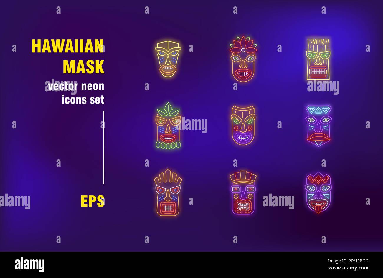 Hawaiian mask in neon style Stock Vector Image & Art - Alamy