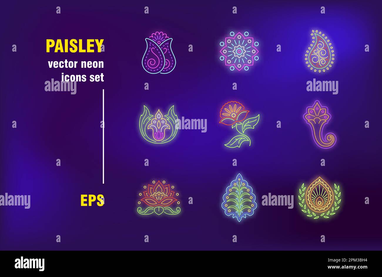 Paisley neon signs set Stock Vector Image & Art - Alamy