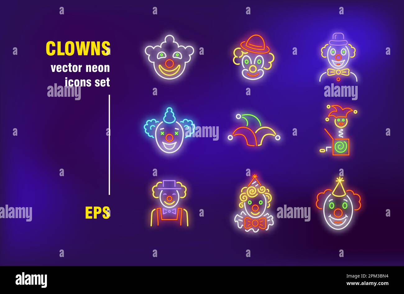 Clowns neon signs set Stock Vector Image & Art - Alamy