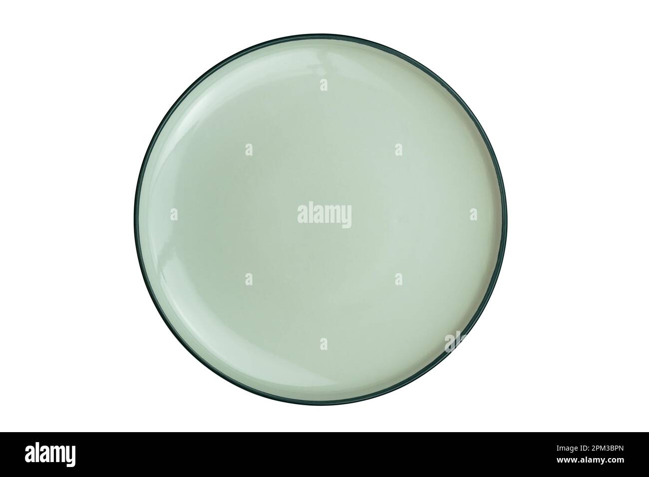 Empty green ceramic dish. Top view of empty plate with green edge ...